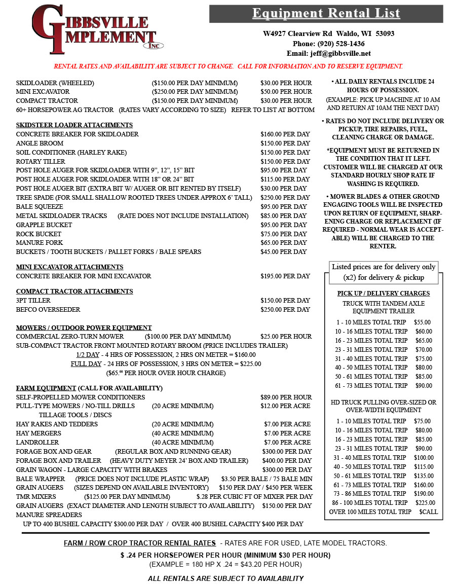 equipment rentals near me